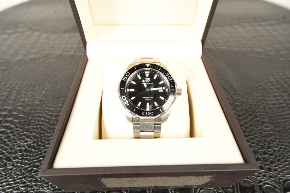 TAG HEUER Aquaracer WAY101A Black Dial Quartz Men's Diver Watch 300M ...
