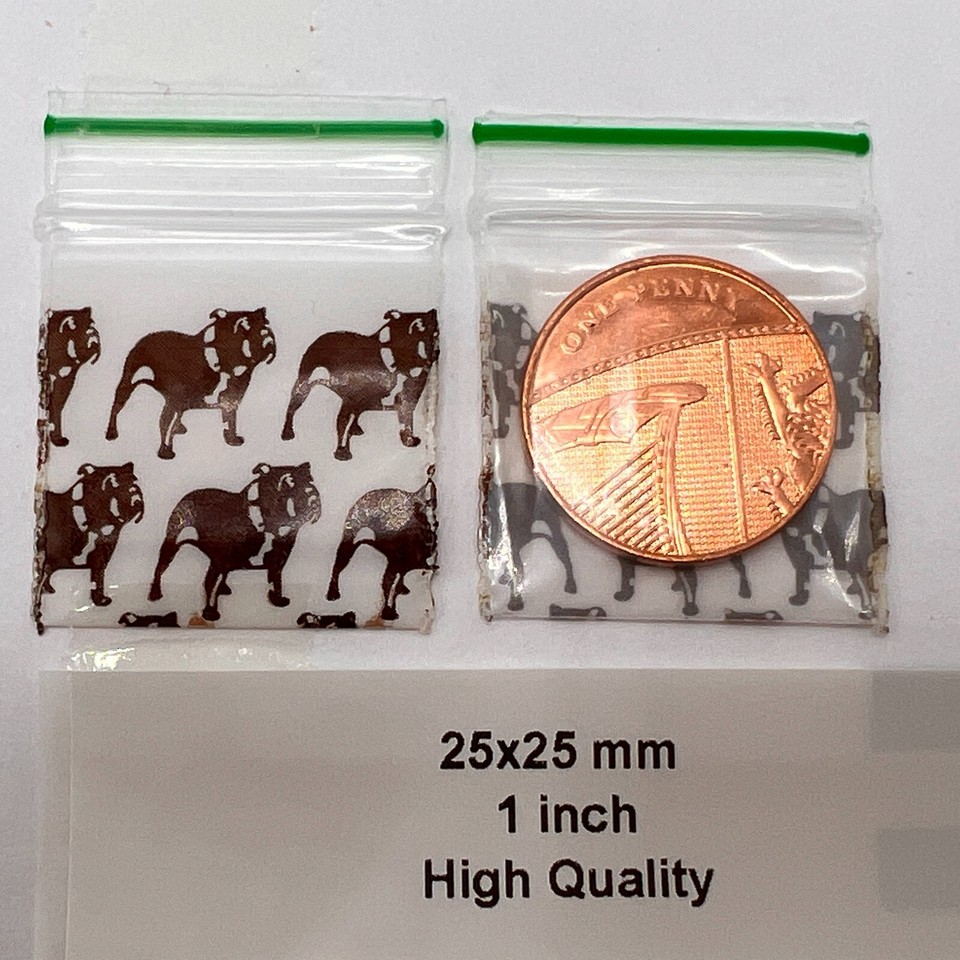 100x ZipLock Bags UK Small Printed Clear Plastic Smell Proof Baggies ...