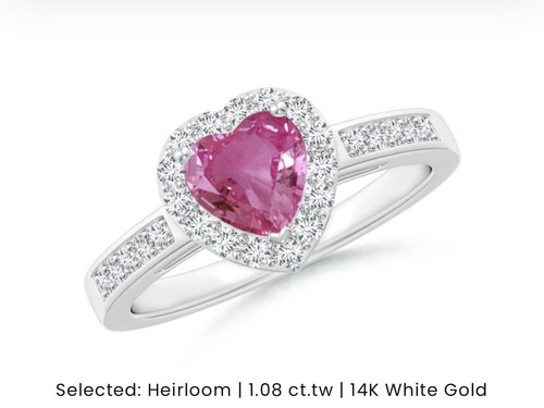 Angara Heart Shaped Pink Sapphire Halo Ring with Diamond Accents | eBay
