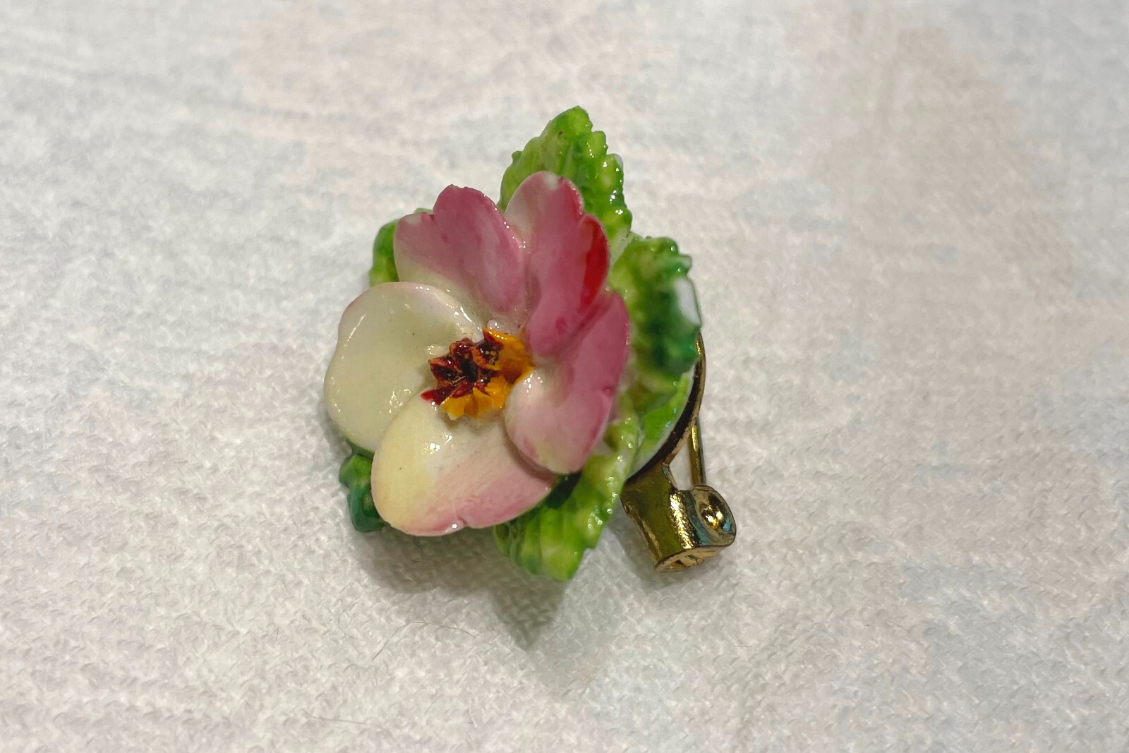 Made in England Porcelain Flower Pin – Pinkish or Lavender Colored Wild ...
