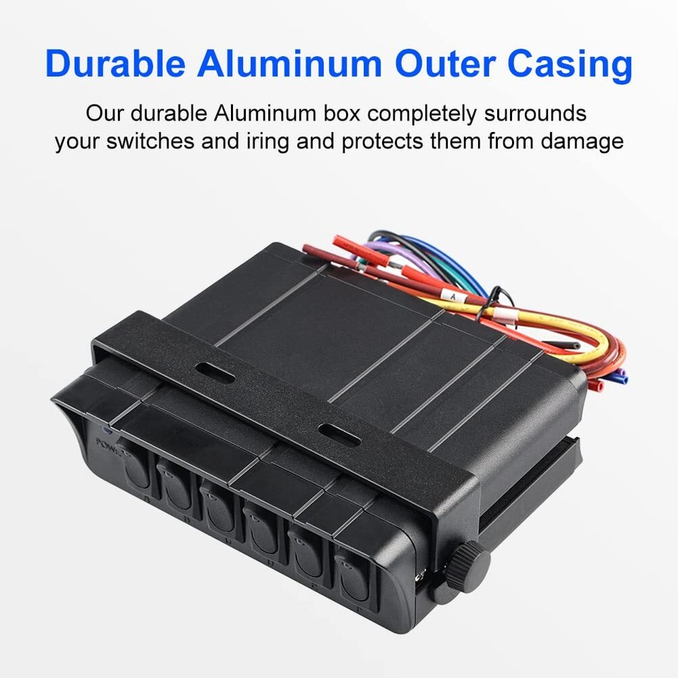 6 Gang 12V DC 40A On/Off Rocker Switch Panel Control Box for Jeep Auto ...