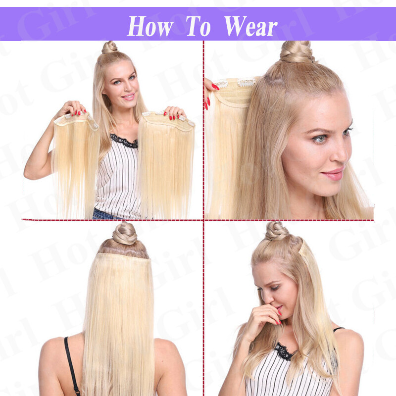 100g Real Remy Clip In Human Hair Extensions One Piece 3/4Full Head 20 ...