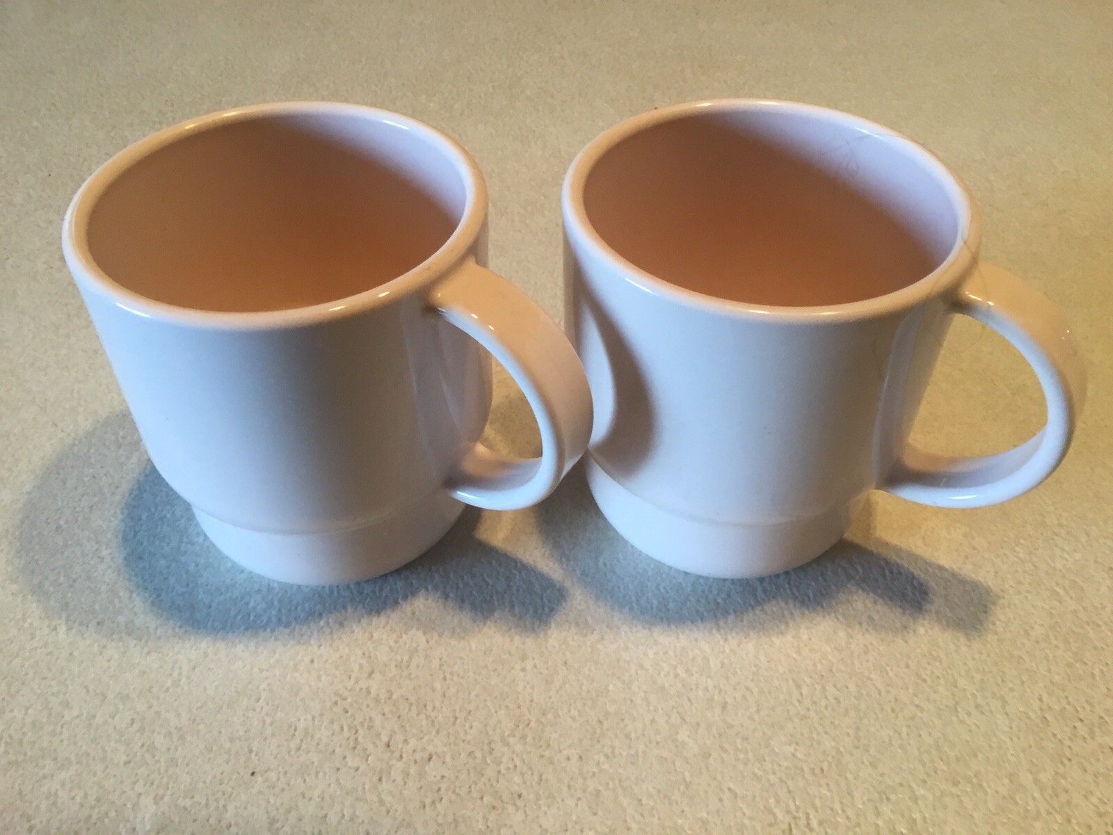Tupperware Pink /Ivory rose Stackable Coffee Cups Set of 2 Microwavable ...