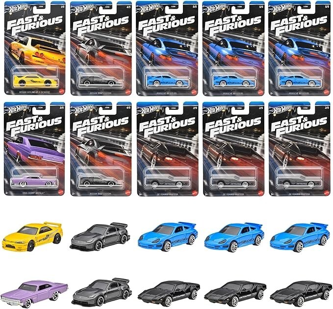 Hot Wheels Fast & Furious Theme Assortment Racing Set of 10 Hot Wheels Fast & Furious Theme Assortment Racing Set of 10
