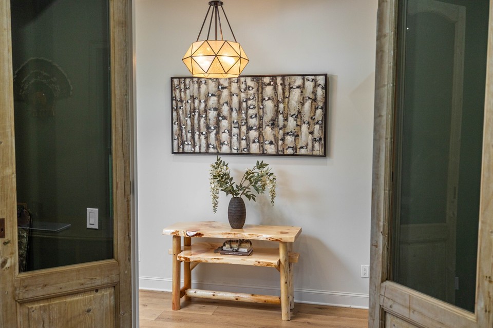 Southern Rustic Logwerks Log Console Table with Shelf Live Edge | eBay