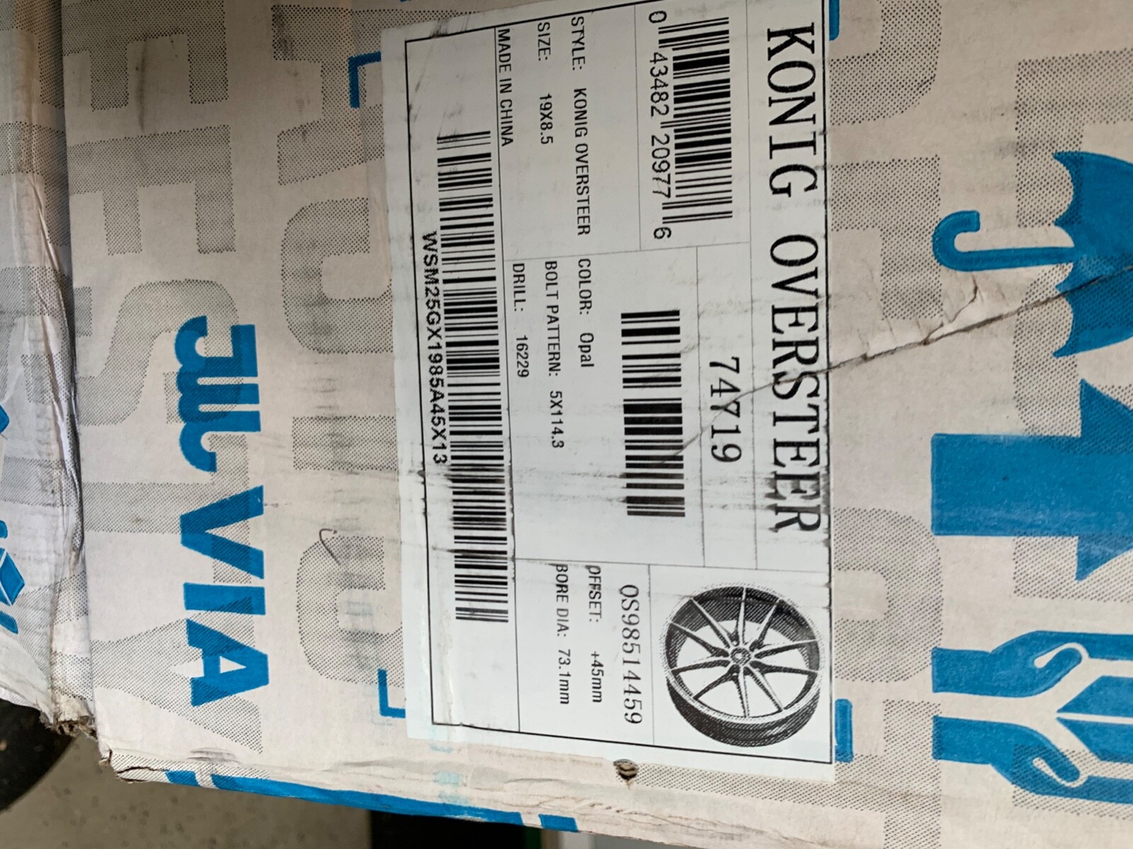 19x8.5 Konig 37O Oversteer Opal Wheels 5x114.3 Set of 4. Used for one ...