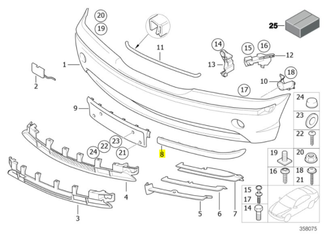 BMW Serie 3 E46 Trim Front Bumper Left Orig 51117030607 for sale online ...