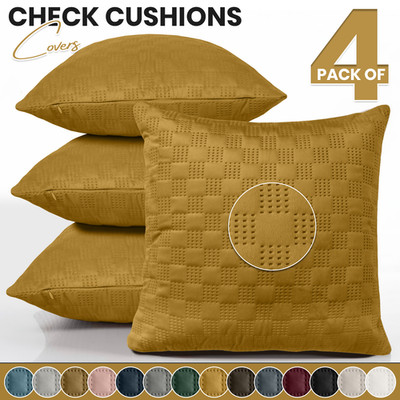 Double Side Velvet 4 Cushion Covers 18 x 18 Sofa Throws Embossed Filled ...