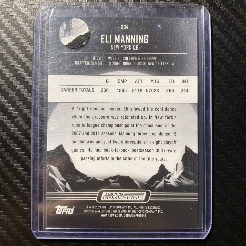 2023 Topps Composite Eli Manning Topps Chrome Midnight Morning #57/125 ...