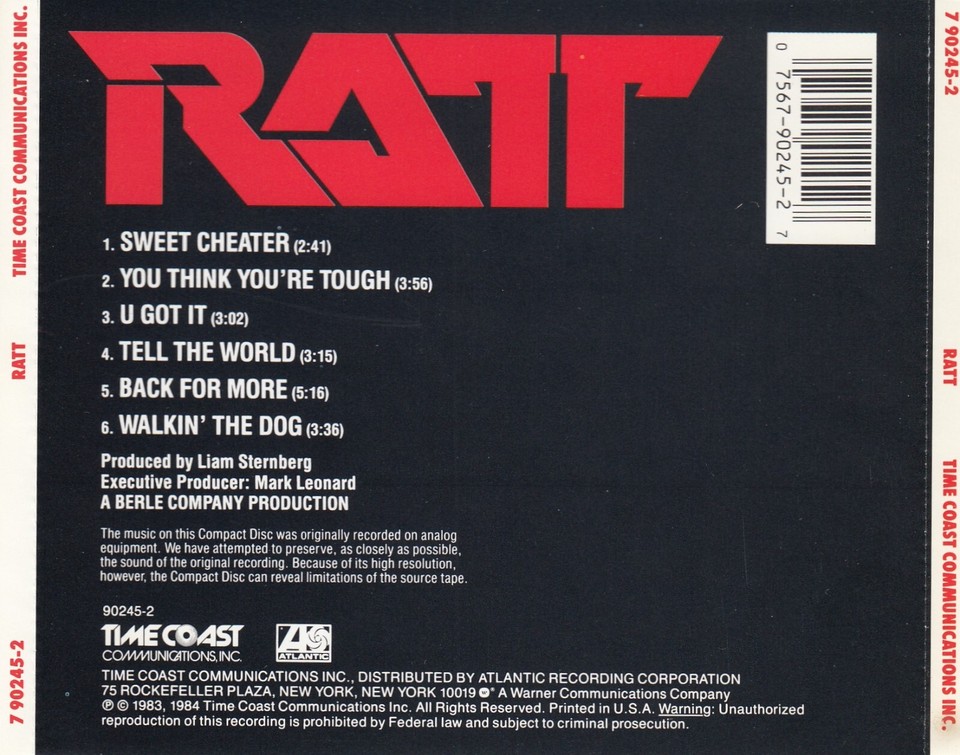 Ratt - Ratt EP (CD, Jul-1991, Atlantic (Label)) 790245-2 HAIR METAL ...