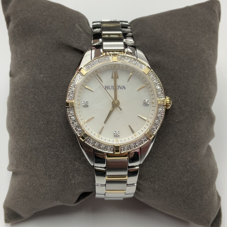 BULOVA Women's Sutton Two-Tone Stainless Steel Diamond WATCH 98R263 | eBay