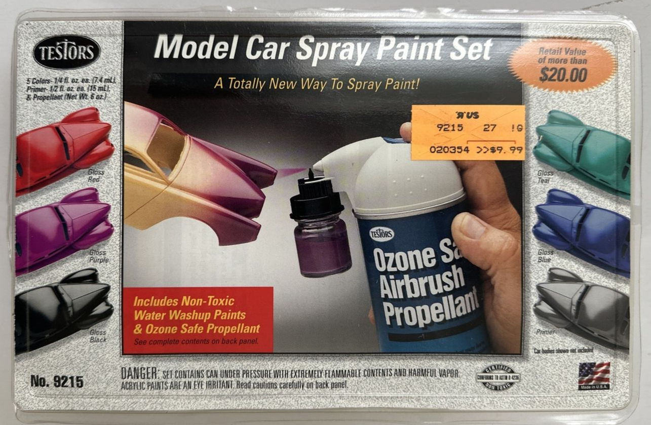 Testors Model Car Spray Paint Set w/ Primer & 5 Colors No. 9215 Non ...