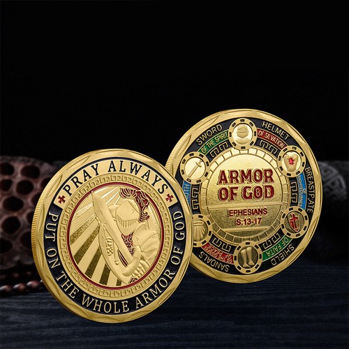 1PC Golden Put on the Armor of God Commemorative Challenge Coin ...
