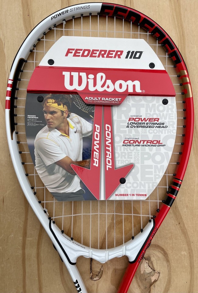 Wilson Roger Federer 110 Tennis Racket Power Strings Red White Stop ...