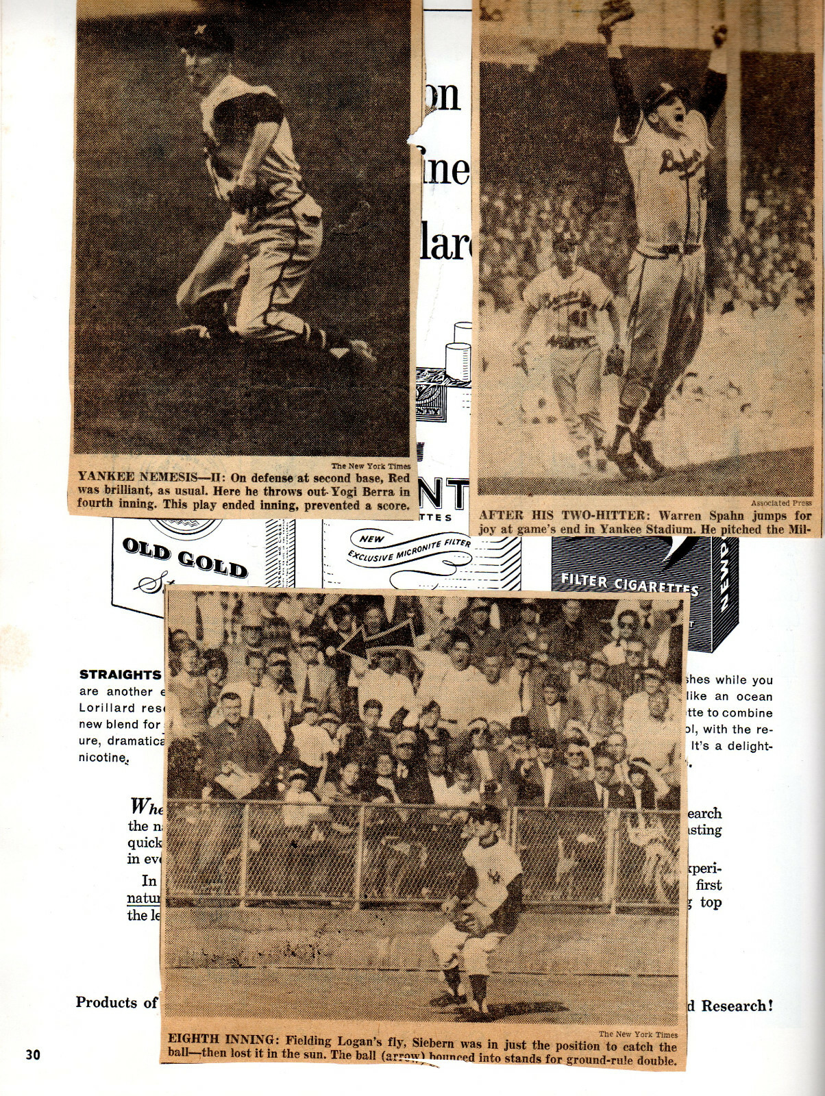 1958 WORLD SERIES PROGRAM Yankees Vs Braves ( Not a replica ) FAIR ...
