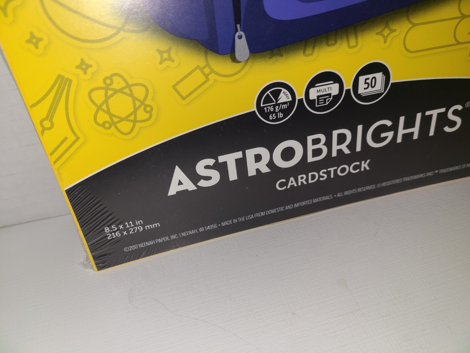 Astrobrights Cardstock Paper 65 lbs 8.5" x 11" Solar Yellow 91249, 50 ...