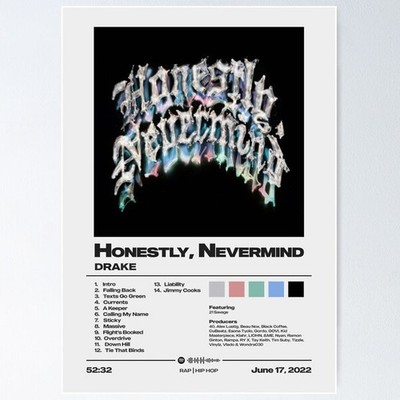 Honestly Nevermind By Drake Album Gift Idea Matte Poster Wall Art | eBay