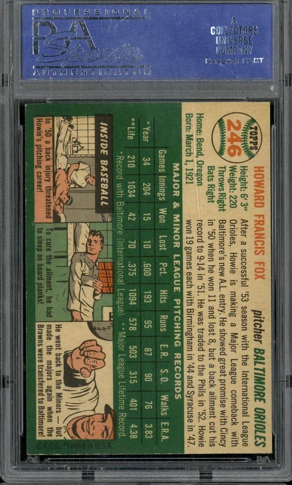 1954 Topps #246 Howie Fox - PSA 8 | eBay