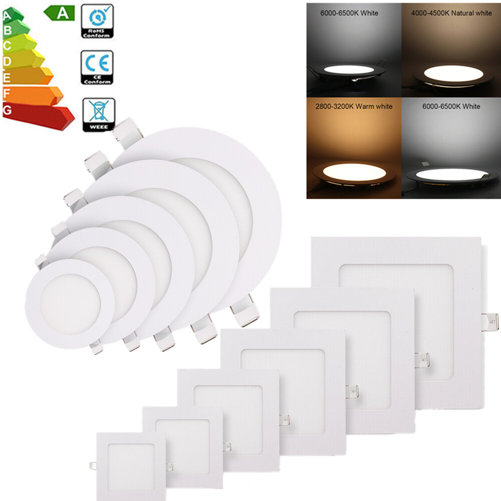 12W-24W Ultra Slim LED Panel Light Recessed Ceiling Down Lights Round ...