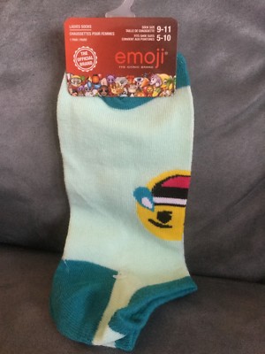 EMJOI BRAND LIGHT GREEN LAUGHING CRYING LADIES SOCKS FITS SOCK 9-11 ...