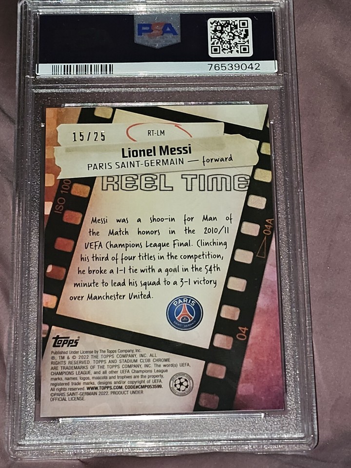 2021-22 Stadium Club Chrome Lionel Messi Reel Time Orange Refractor /25 ...