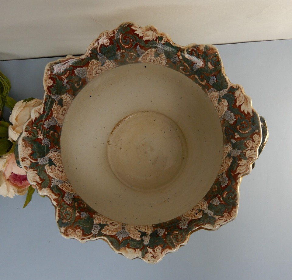 Antique Pottery Large 9-1/2" High Jardiniere Signed Benares 4452 | eBay