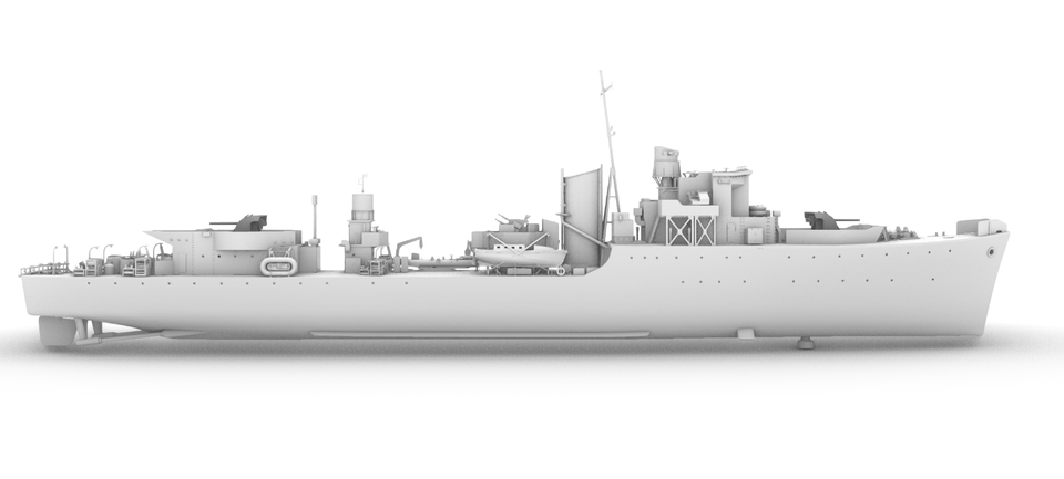 1/96 HMS HUNT (Type III) class Destroyer (full hull) 3D Printed kit RC ...