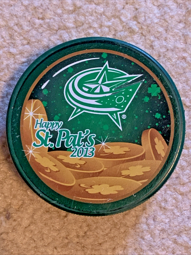 Columbus Blue Jackets Official NHL Puck, Green 2013 Happy St. Pats Day ...