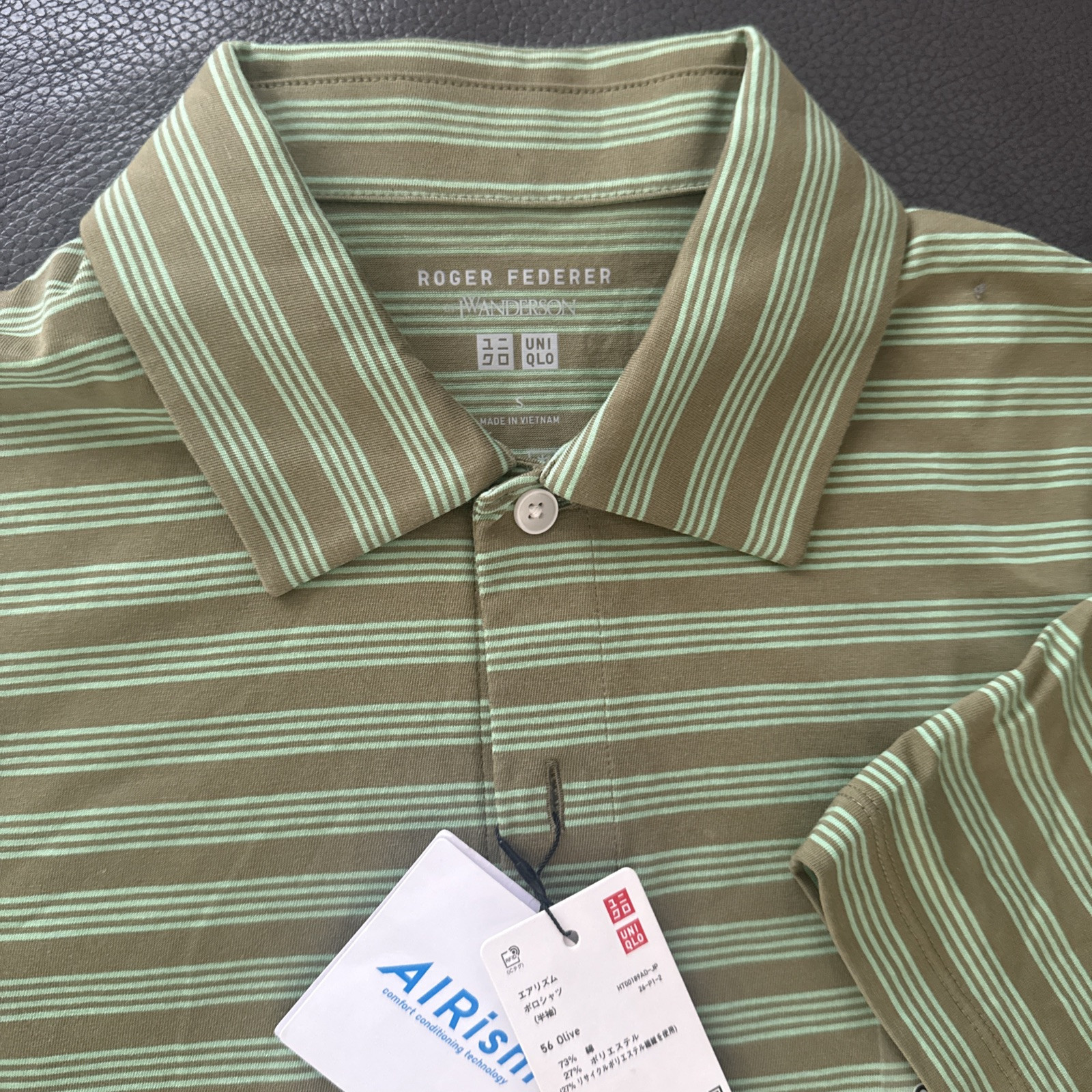 Uniqlo Roger Federer By JW Anderson AIRism Polo Shirt Olive Size SNWT