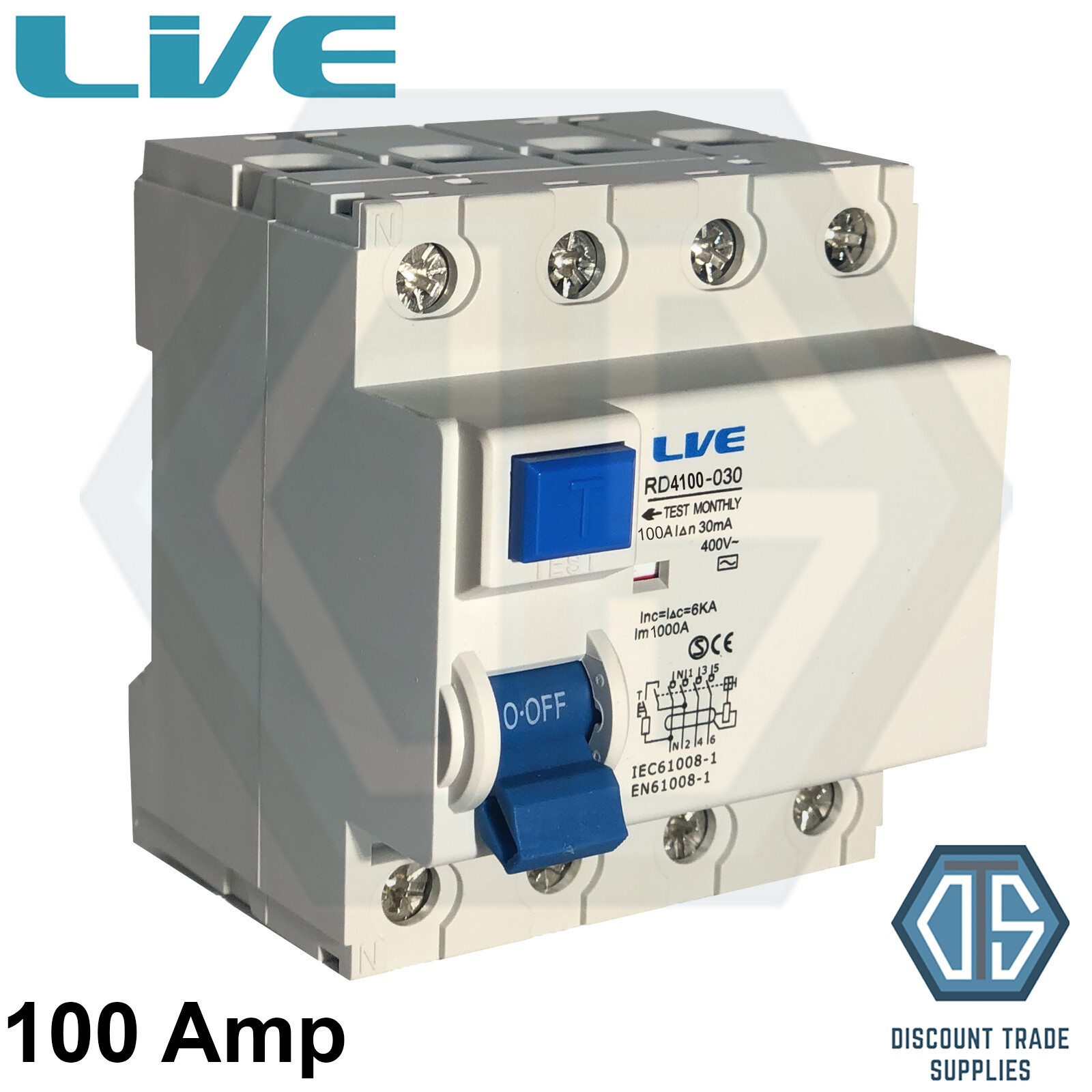 Live 4 Pole RCD 40 Amp 63 Amp 80 Amp 100 Amp 30mA RCD Four Pole RCD ...