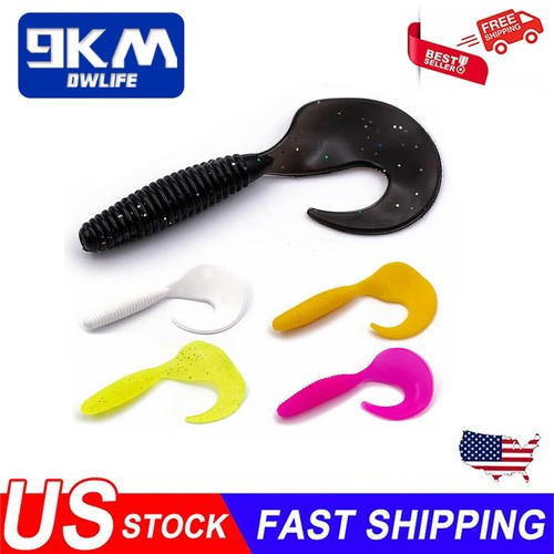 15Pcs Twister Curly Tail Grub Soft Baits Fishing Lure Artificial ...