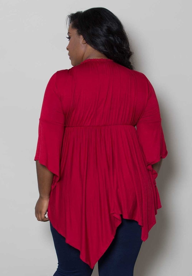 Plus Size Top 2X 3X US MADE 3/4 Bell Sleeve SWAK Polyester Blend Black ...