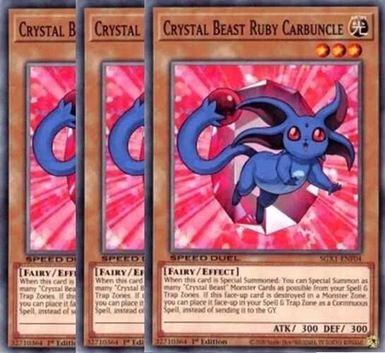 Yugioh - Crystal Beast Ruby Carbuncle x 3 - 1st Edition NM - Free Holo ...
