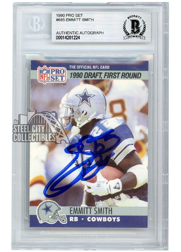 Emmitt Smith 1990 Pro Set Autograph Rookie Card #685 BAS | eBay