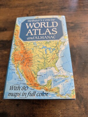 Webster’s Concise World Atlas And Almanac HC/DJ 1987 (80 Maps In Full ...