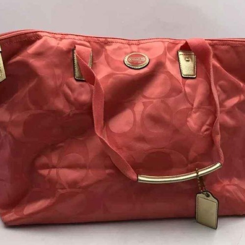 Coach Designer Red Coral Peach Weekender Tote Bag Purse | eBay