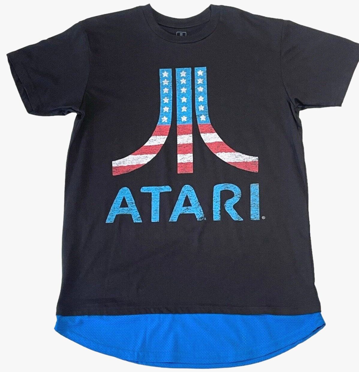Atari Black T-shirt Size Large Stars and Stripes Logo Jersey Trim | eBay