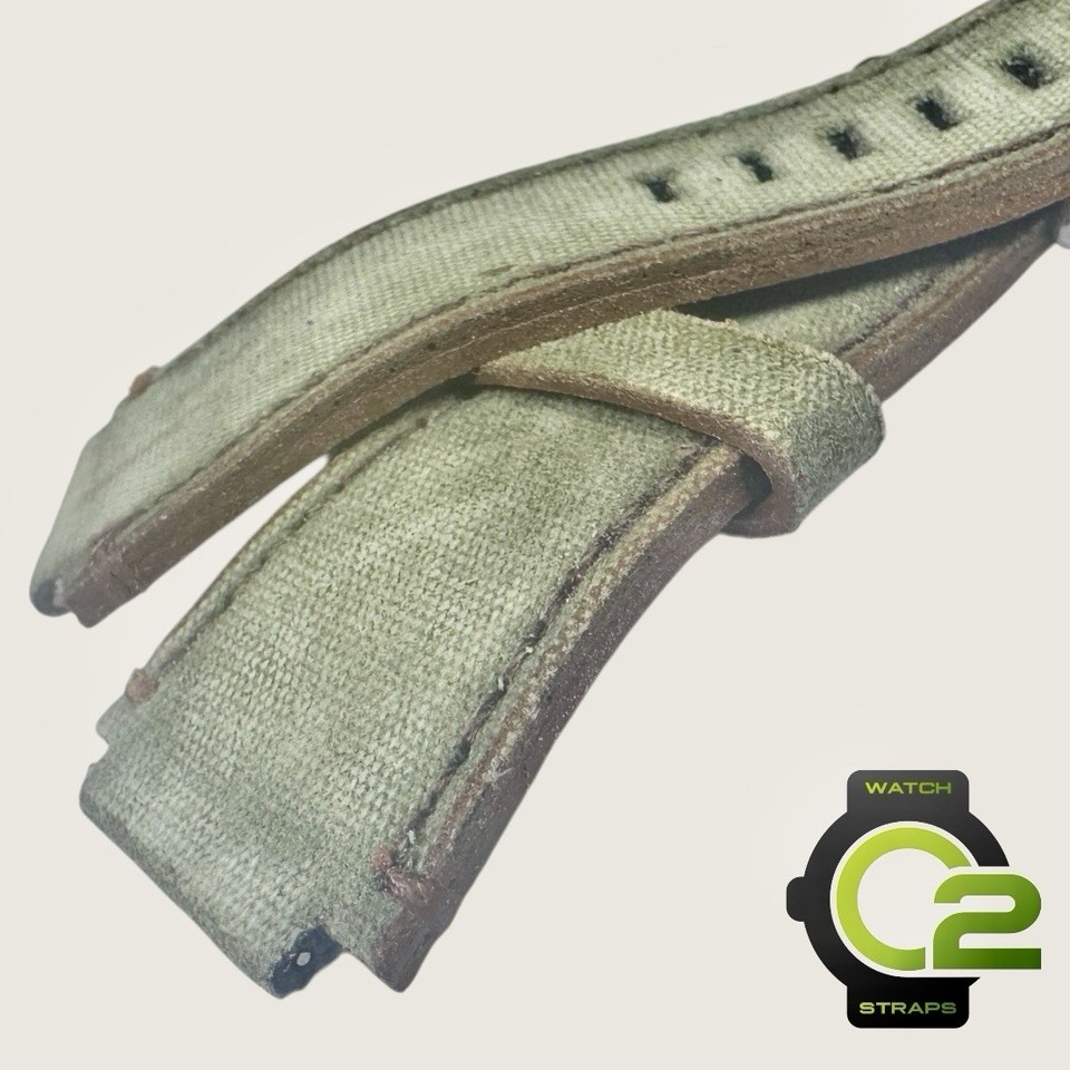 24mm GREEN distressed Cloth Bell Ross Canvas Watch Strap BR01 BR03 ...
