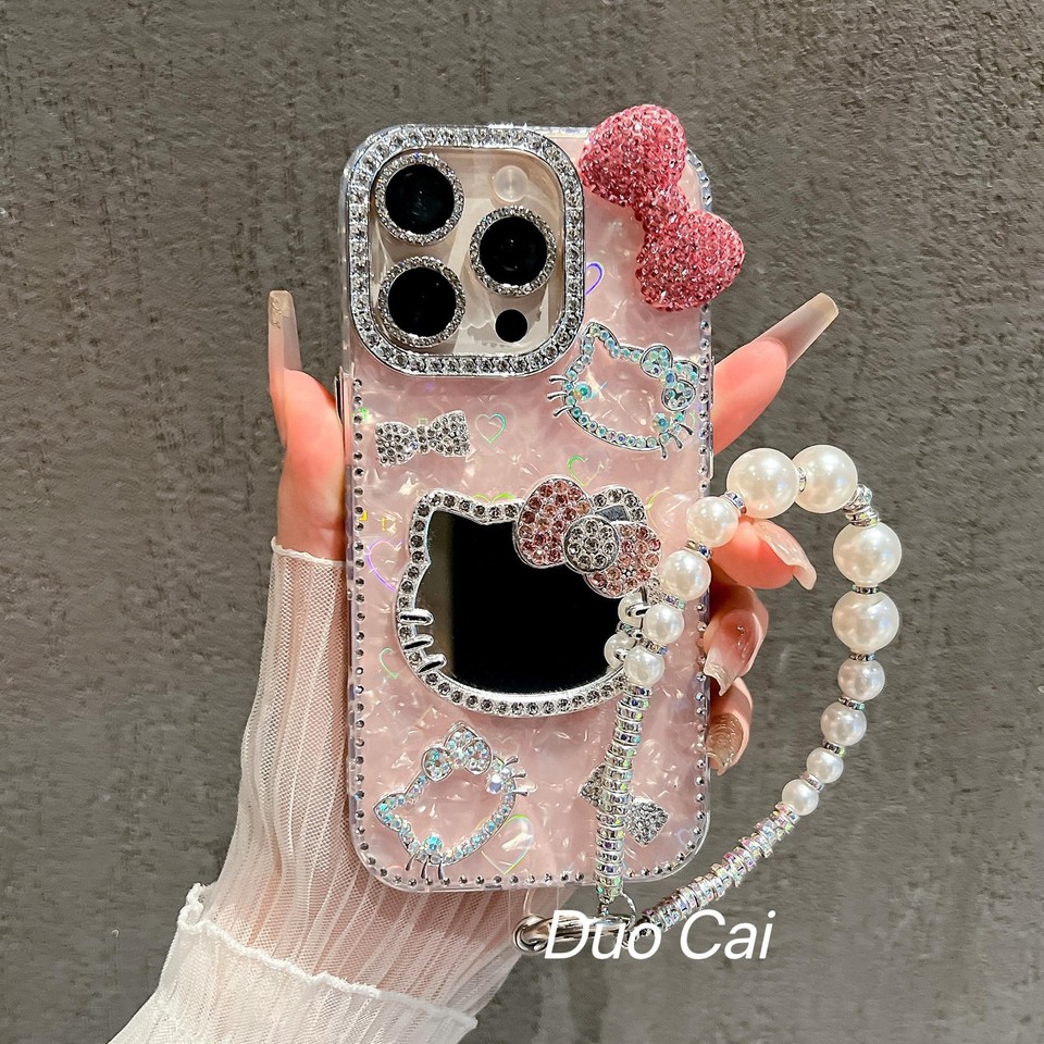 For iPhone 17 16 Pro Max 15 14 13 12 Cute Bling Mirror Girl Case Cover ...