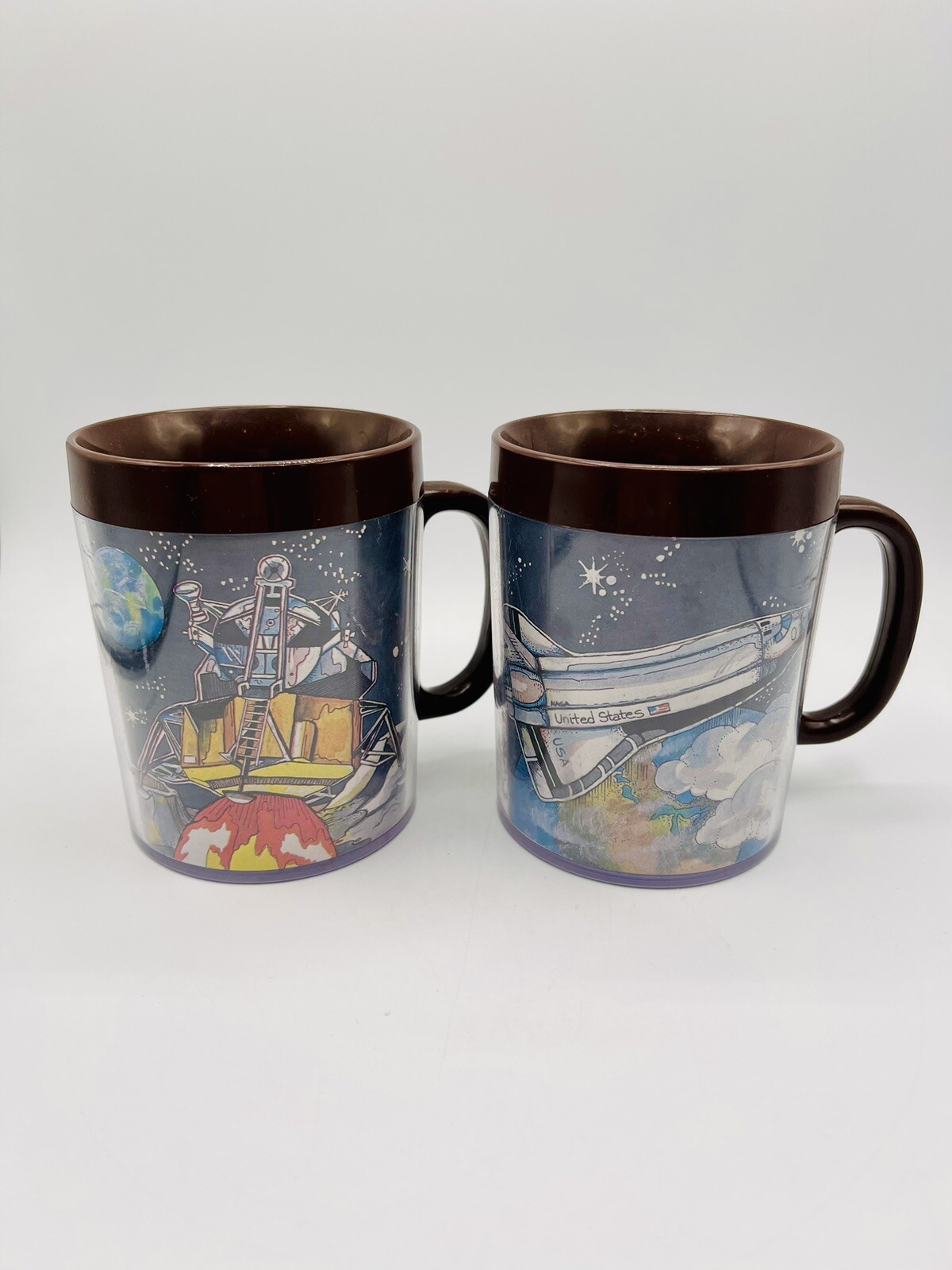 Vintage NASA Plastic Mugs Space Shuttle Project Apollo Cups Astronaut ...