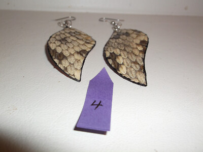 REAL DIAMONDBACK RATTLESNAKE SKIN, DANGLE EARRINGS . Hook Loop Mounts ...