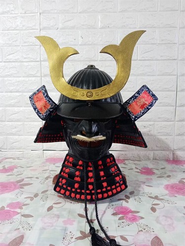 Japanese Samurai Armor Helmet Visor Full Face Mask Warrior Wearable ...