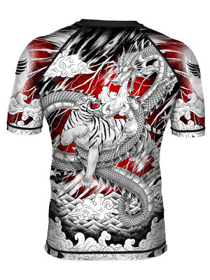 Raven Fightwear Men's Tiger and Dragon Short Sleeve BJJ Rash Guard MMA ...