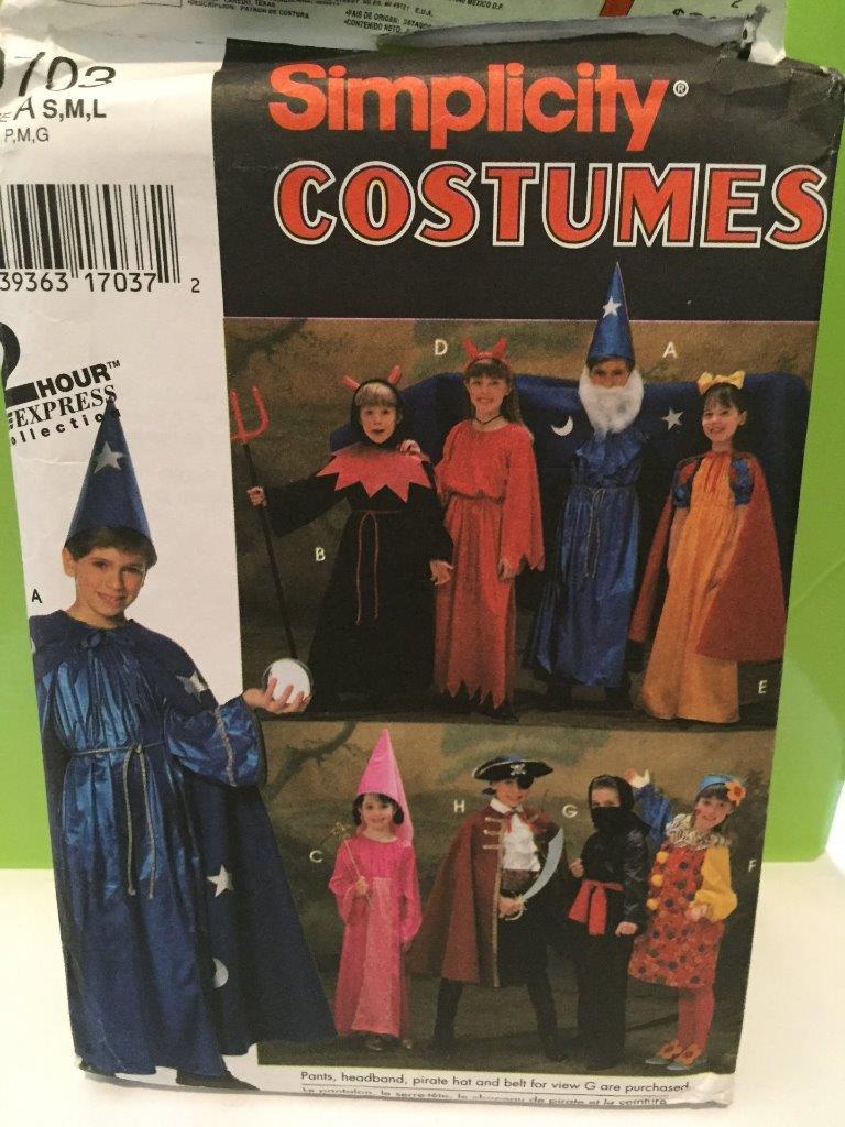 Simplicity Sewing Pattern 9703 Girls Boys Wizard Pirate Costumes Size S ...
