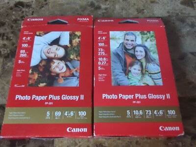NEW 100 x 2 boxes PP-201 Genuine Canon Photo Paper Plus Glossy II 4" x ...