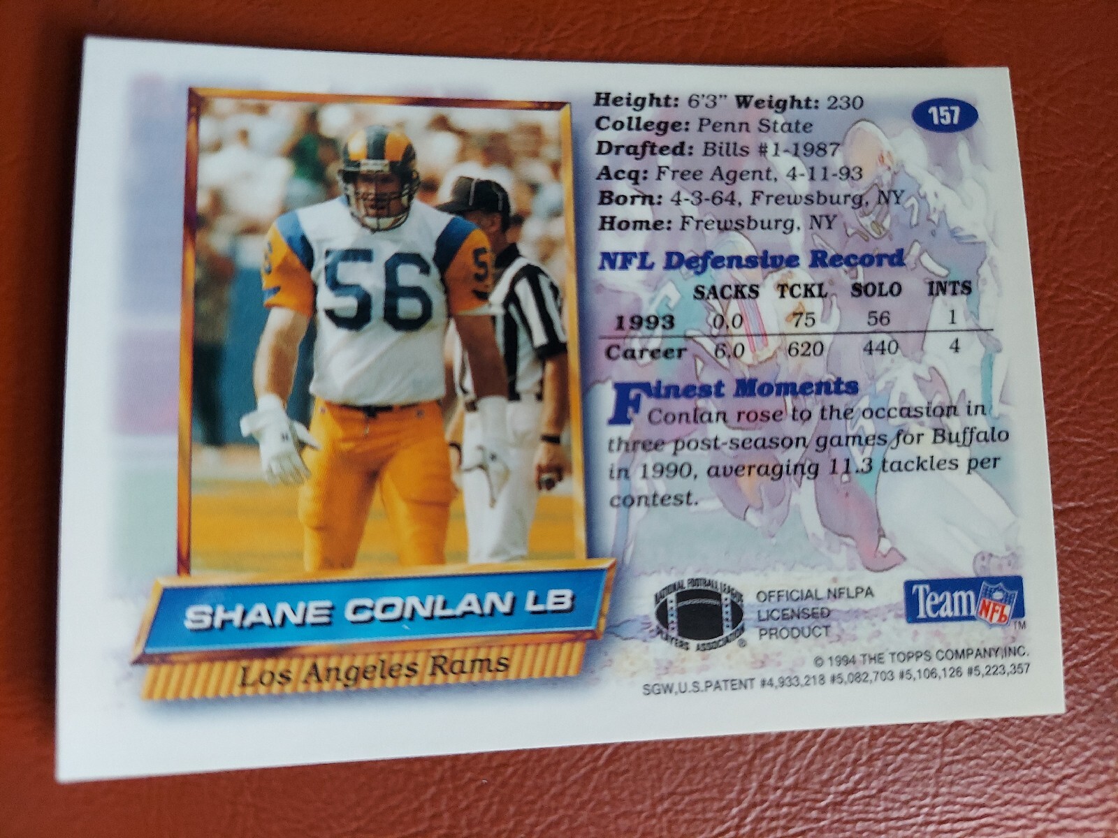 1994 Topps Finest - Shane Conlan #157 for sale online | eBay