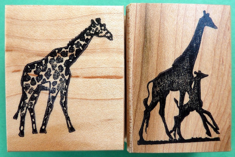Giraffe Lover's 2-Piece Rubber Stamp Combo, Wood Mounted | eBay