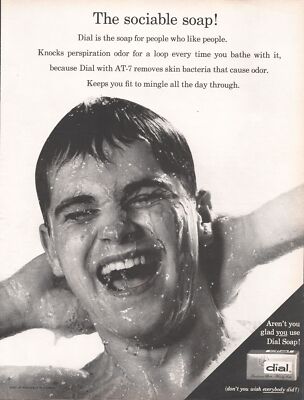 1961 Dial Soap AT-7 The Sociable Soap Vintage Print Ad Young Man Shower ...