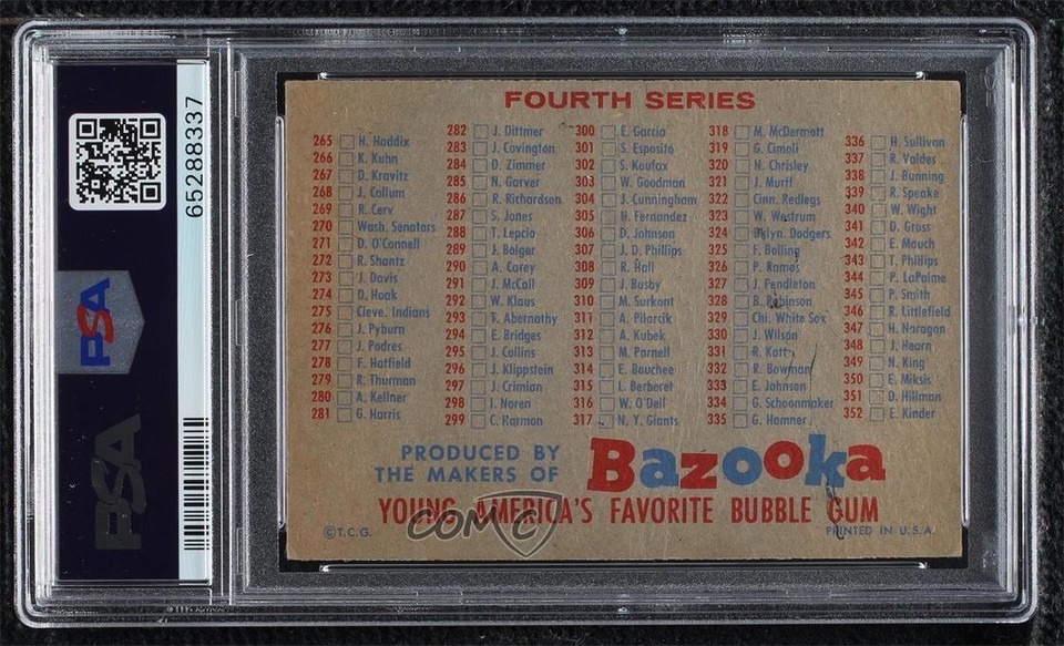 1957 Topps Checklists 3rd/4th Series (177-352) (Bazooka Back) Checklist ...
