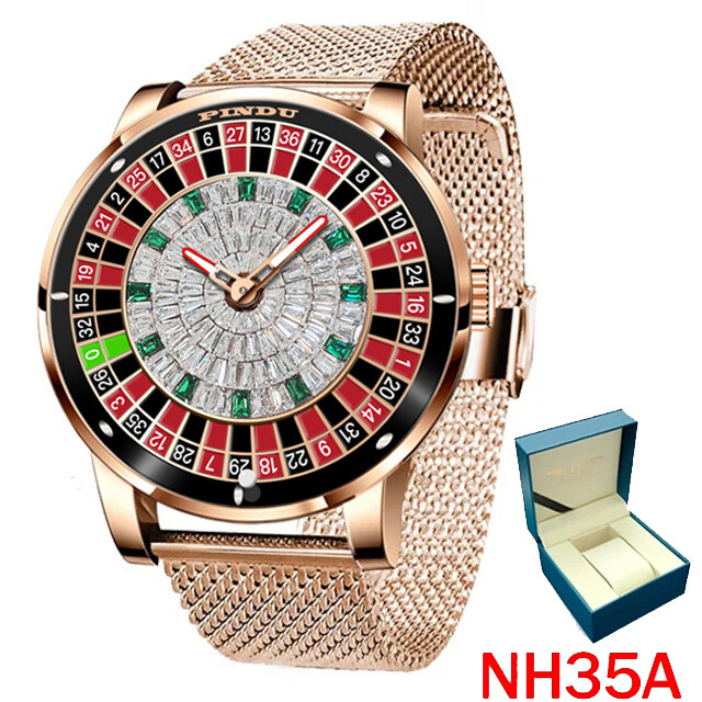 2024 PINDU Luxury Men's Automatic Watch 5 ATM Rotating Russian Roulette ...